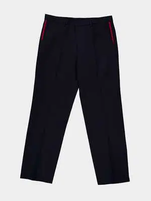 Gucci Cotton Twill Trousers With Web Detail - Blue
