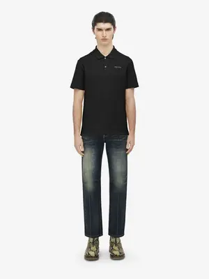 Alexander McQueen Logo Embroidered Cotton Polo - Black