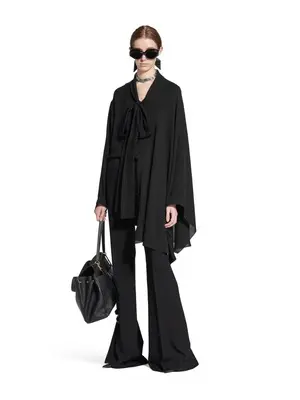 Balenciaga Washed Silk Scarf Blouse - Black