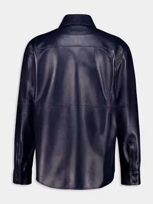 Alexander McQueen Navy Smooth Leather Long-sleeve Shirt