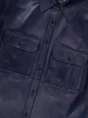 Alexander McQueen Navy Smooth Leather Long-sleeve Shirt