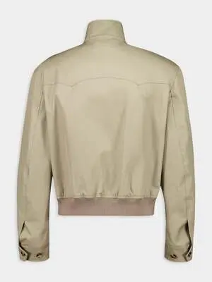 Alexander McQueen Cropped Harrington Cotton Jacket - Beige