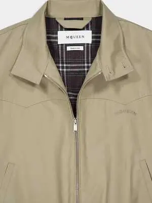 Alexander McQueen Cropped Harrington Cotton Jacket - Beige