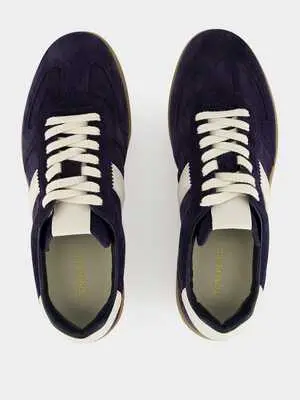 TOM FORD Deep Navy Suede Low-top Sneakers - Blue