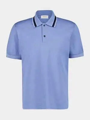 FERRAGAMO Light Cotton Piqué Polo Shirt - Blue