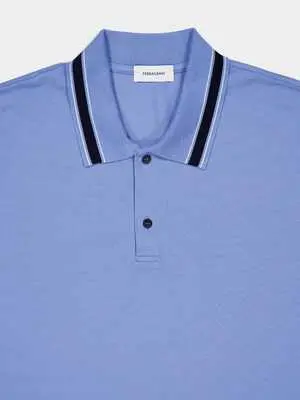 FERRAGAMO Light Cotton Piqué Polo Shirt - Blue