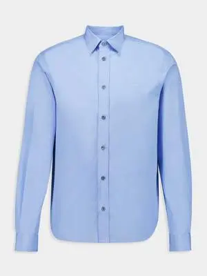 Prada Celeste Cotton Shirt With Pearl Buttons - Blue