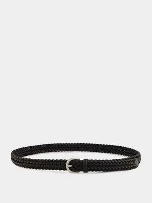 Dragon Diffusion Braided Leather Polo Tip Belt - Black