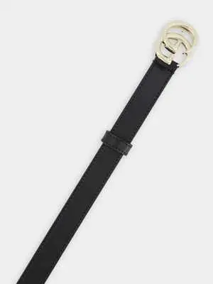 Gucci Leather Belt With Gold-toned Buckle