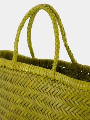 Dragon Diffusion Bamboo Mini Flat Gora Leather Tote - Green