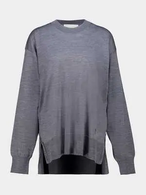 AMI Paris De Coeur Wool And Silk Sweater - Grey