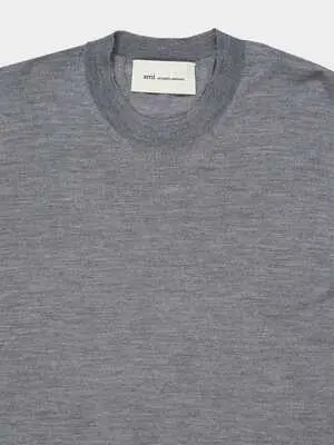 AMI Paris De Coeur Wool And Silk Sweater - Grey