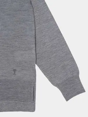 AMI Paris De Coeur Wool And Silk Sweater - Grey