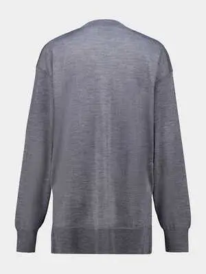 AMI Paris De Coeur Wool And Silk Sweater - Grey
