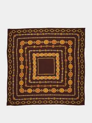 Versace Printed Silk Twill Scarf - Brown