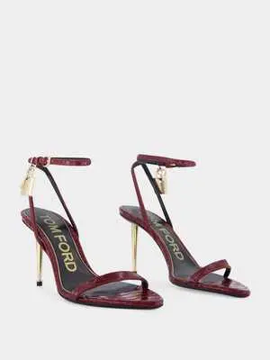 TOM FORD Laminated Crocodile Padlock Sandal - Red