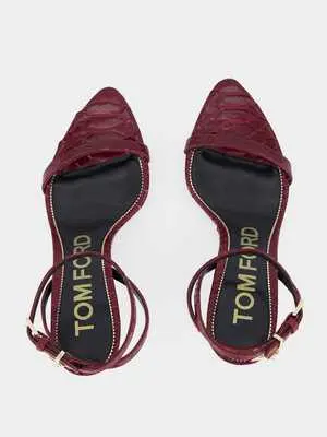 TOM FORD Laminated Crocodile Padlock Sandal - Red