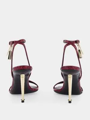 TOM FORD Laminated Crocodile Padlock Sandal - Red