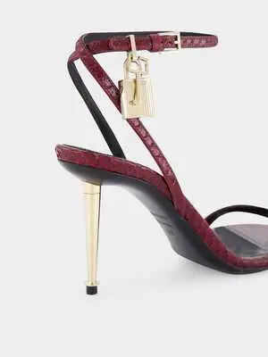 TOM FORD Laminated Crocodile Padlock Sandal - Red