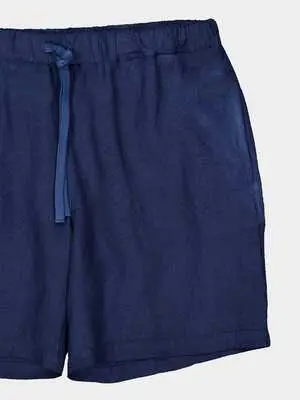 120% Lino Linen Bermuda Shorts - Blue