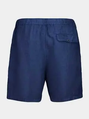120% Lino Linen Bermuda Shorts - Blue
