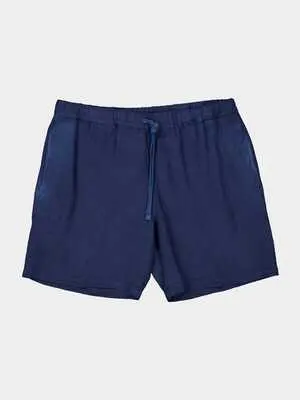 120% Lino Linen Bermuda Shorts - Blue