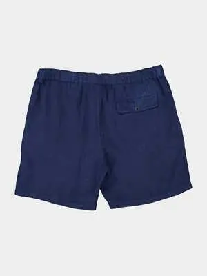 120% Lino Linen Bermuda Shorts - Blue