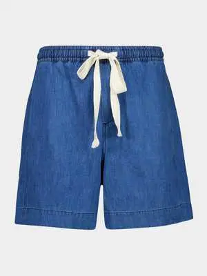 Commas Walk Denim Cotton Shorts - Blue