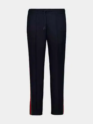 Gucci Dark Technical Jersey Sportswear Trousers With Web - Blue