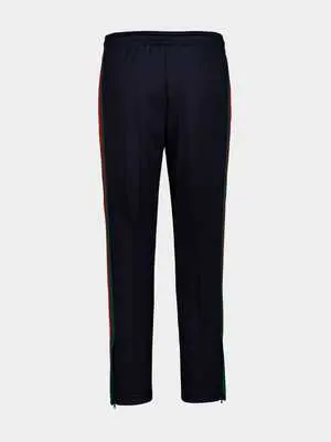 Gucci Dark Technical Jersey Sportswear Trousers With Web - Blue