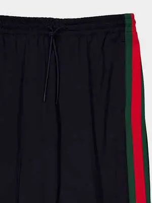 Gucci Dark Technical Jersey Sportswear Trousers With Web - Blue