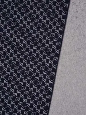 Gucci Dark And Light Grey Gg Wool Cashmere Scarf - Blue