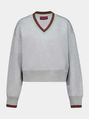 Gucci Light V-neck Sweatshirt With Web