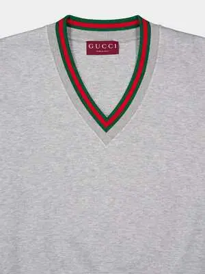 Gucci Light V-neck Sweatshirt With Web