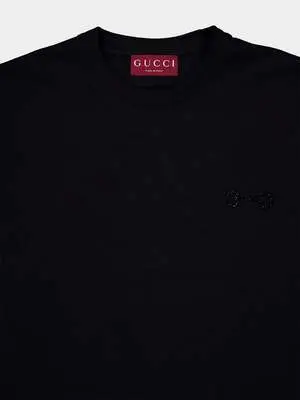 Gucci Cotton T-shirt With Horsebit Beads - Black