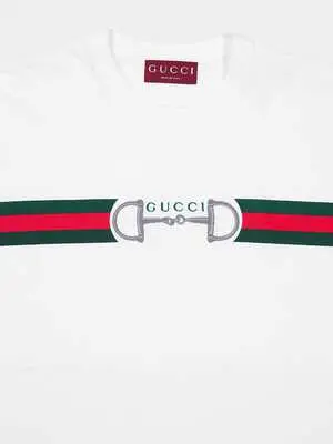 Gucci Cotton Jersey T-shirt With Web And Horsebit Embroidery