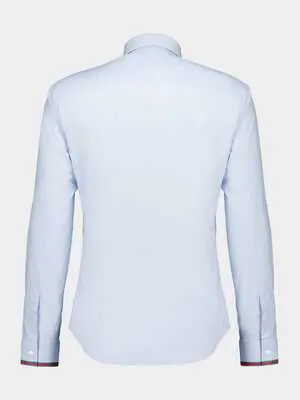 Gucci Light Striped Cotton Shirt With Web - Blue