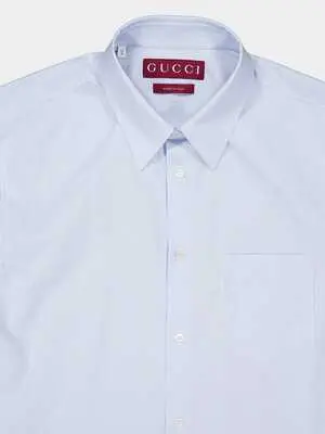 Gucci Light Striped Cotton Shirt With Web - Blue