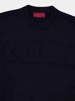 Gucci Cotton Wool Sweater With Intarsia - Blue