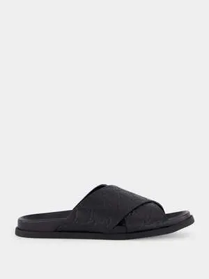 Gucci Gg Embossed Leather Slides