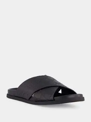 Gucci Gg Embossed Leather Slides