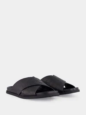 Gucci Gg Embossed Leather Slides