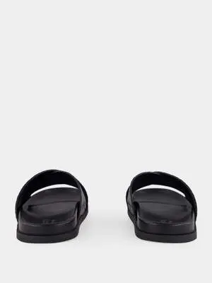 Gucci Gg Embossed Leather Slides
