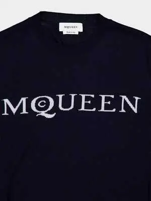 Alexander McQueen Logo Wool Jumper - Blue