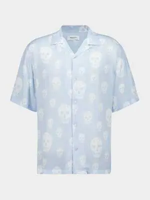 Alexander McQueen Light Skull Print Hawaiian Shirt - Blue