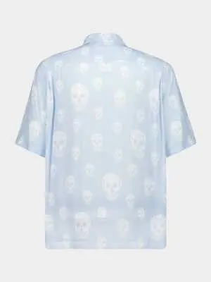 Alexander McQueen Light Skull Print Hawaiian Shirt - Blue