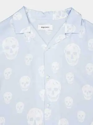 Alexander McQueen Light Skull Print Hawaiian Shirt - Blue