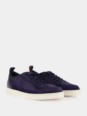 Santoni Suede Calf Leather Sneakers