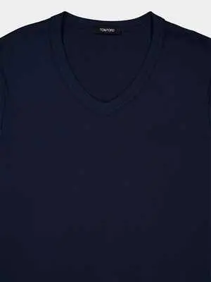 TOM FORD Navy V-neck T-shirt - Blue