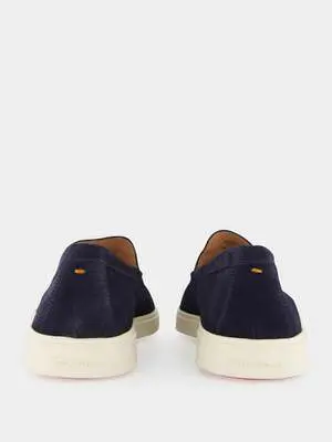 Santoni Suede Calf Leather Loafers - Blue